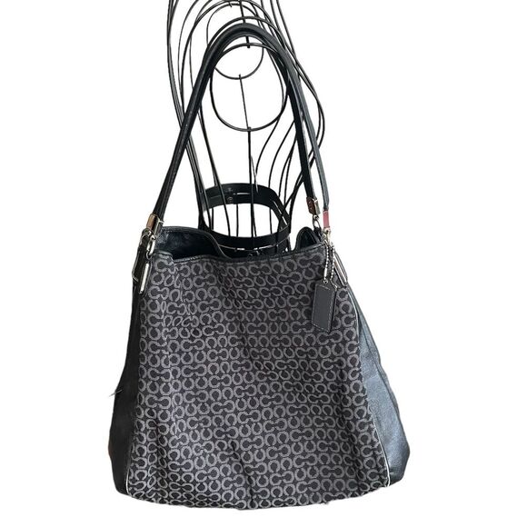 Coach | Bags | Coach Black Bag Madison 25637 Op Art Sateen Phoebe ...